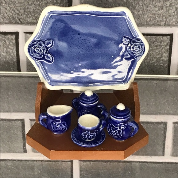 Accents | Nwot Vintage 8 Piece Cobalt Blue White Porcelain Miniature ...